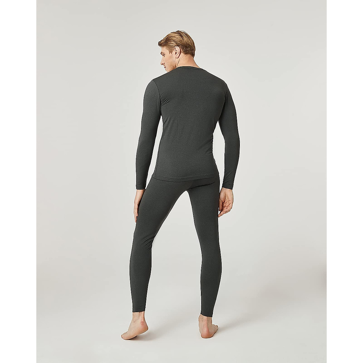 LAPASA Men's Thermal Underwear Set Soft Fleece Lined Long Johns Midweight Base Layer Top & Bottom Winter Thermoflux 200 Extra Warm M57 Large Dark Heather Grey
