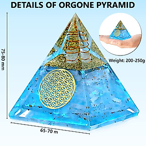 Anaya Agate Selenite Glow Crystal Pyramid – Handmade Selenite Orgone Pyramid for High Frequency Vibration, Powers of Manifestation – White Copper Pyramid Promotes Peace and Calmness