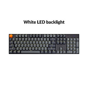 Keychron K10 Full Size 104 Keys Bluetooth Wireless Mechanical Gaming Keyboard for Mac Windows with Gateron G Pro Red Switch, Multitasking/White LED Backlight/USB C Wired Computer Keyboard