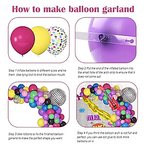 80S 90S Theme Party Decorations, 101Pcs Disco Balloon Arch Garland Kit with 13Pcs Inflatable Radio Retro Mobile Phone Guitar Gold Foil Chains Balloons Decor for Back to 80s 90s Hip Hop Birthday Party