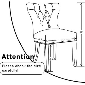 DAGONHIL Fabric Dining Chairs Set of 2, Tufted Dining Room Chairs,Upholstered Solid Wood Accent Chairs with Nail Heads and Buttons for Living Room,Charcoal Gray