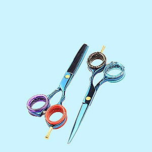 UUYYEO 10 Pcs Soft Silicone Barber Hair Shears Scissors Finger Rings Grips Inserts Haircutting Styling Scissor Accessories Blue