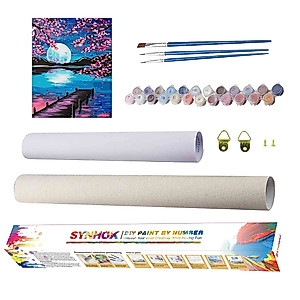 SYNHOK Paint by Numbers for Adults and Kids Beginner, DIY Acrylic Painting Kit for Room Decor,Ideal gift16*20inch,Without Frame,Moon Night