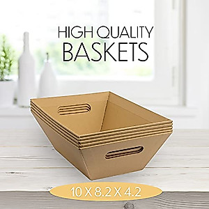 [5 Pk] Baskets for Gifts Empty | 8x10” Kraft Gift Basket Kit with Basket Empty, Basket Bags, Gold Pull Bows | Wine Basket Gift Set | Christmas, Easter, Occasions | Gift to Impress - Upper Midland