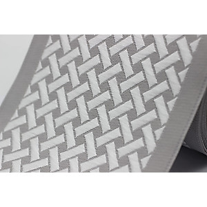 3.8 Yards Spool 3.9" White & Gray Knot Embroidered Drapery Trim Jacquard Ribbon for Your Drapes Curtains Drapery Banding Trim Tape V3 179