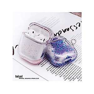 JIATAY Airpods 3 Case Cover, Cute Liquid Quicksand Hard Shell Protective Case with Keychain for Airpods 3rd Generation Case (Airpods 3, Purple)