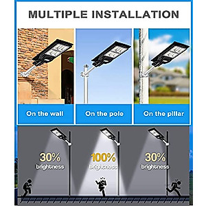 FDSAG 200Watt Solar Street Lights, 6500K 35000LM LED Outdoor Street Light Dusk to Dawn, LED Wide Angle Lamp IP67 Waterproof with Motion Sensor and Remote Control, for Parking Lot, Yard, etc