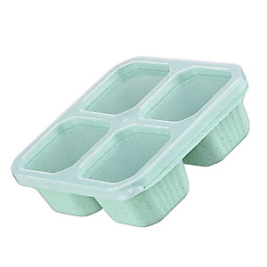 Guaber Multicolored Compartmental Food Storage Container, Reusable Meal Preparation, 4-Compartment Snacks Box, Plastic, Green, Flip Top, 16.5x15.5x5.5cm/6.49x6.10x2.16inch
