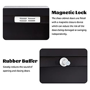 Omethey Shoe Cabinet with 3 Flip Drawers, Wall Mount & Floor Mount Shoe Organizer, All Steel Black Narrow Shoe Storage Cabinet for Entryway, Hallway and Corridor