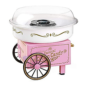 Nostalgia Cotton Candy Machine - Retro Cotton Candy Machine for Kids with 2 Reusable Cones, 1 Sugar Scoop, and 1 Extractor Head – Pink