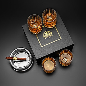KANARS Crystal Whiskey Glasses, Set of 4 Premium Rocks Glasses in Elegant Gift Box, 10 Oz Old Fashioned Glass Tumblers for Bourbon, Scotch Whisky, Cocktails, Cognac, Liquor Drinking