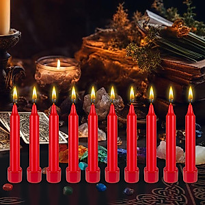 Mega Candles 10 pcs Unscented Red 5 Inch Taper Candles, Multi Purpose, Household General Usage, Emergency Lighting, Church, Prayer Vigils, Religious Ceremonies