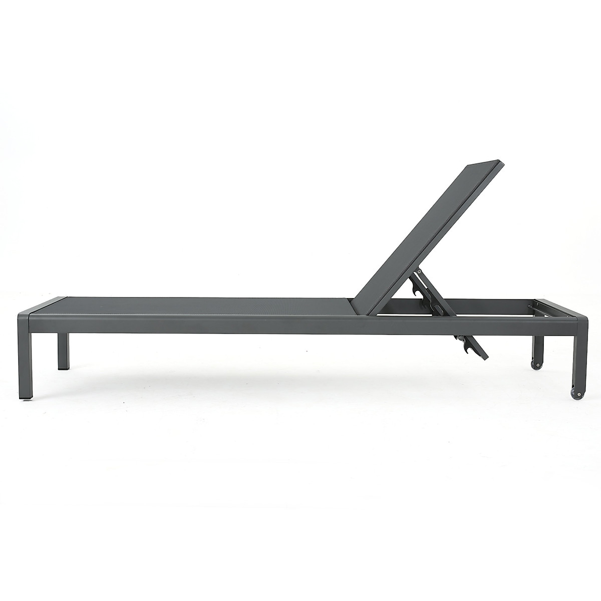 Christopher Knight Home Cape Coral Outdoor Aluminum Chaise Lounge and C-Shaped Side Table, Grey / Dark Grey