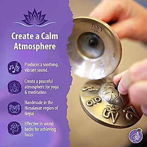 Mudra Crafts Tibetan Tingsha Bells Yoga Chimes - Buddhist Sign Tingsha Cymbals Tibetan Chimes Tibetan Meditation Bells for Meditation - Finger Cymbals Tibetan Bells Chime