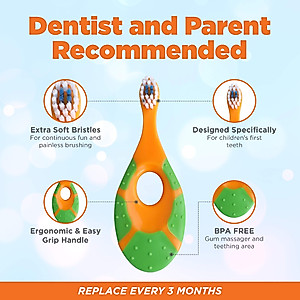 ECOVONA Baby Toothbrush for Infants & Toddlers 0-2 Years Old (4 Pack) Extra Soft Bristle for Baby Gums | BPA-Free, Easy-Grip Finger & Teething Handle