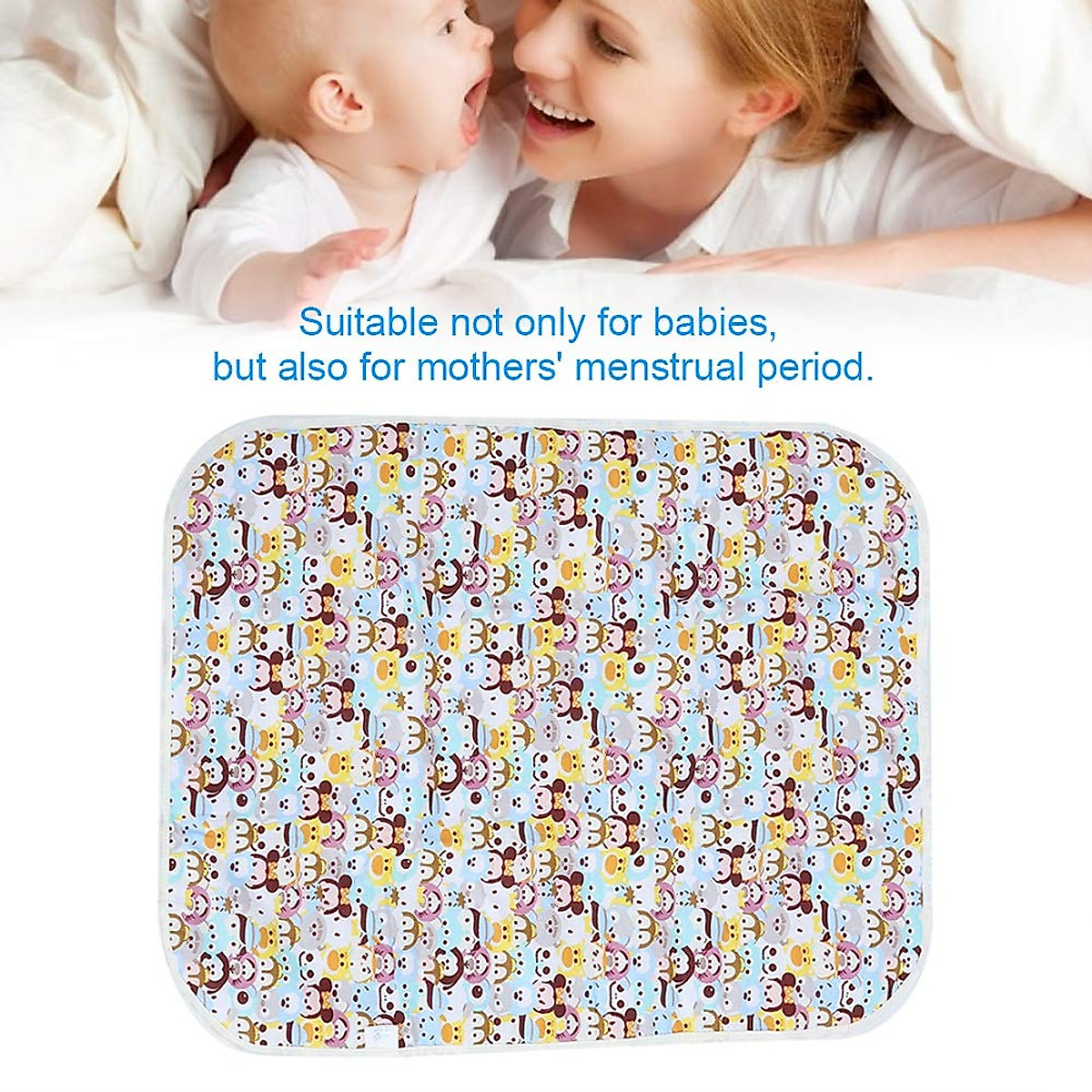 Portable Travel Changing Mat Waterproof Breathable Baby Thicken Cotton Urine Pad Infant Diaper Changing Pad for Boys Girls Newborn (Animals)
