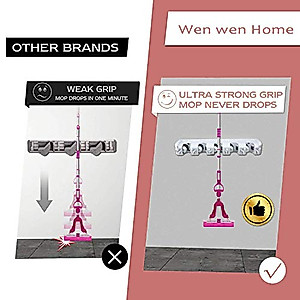 WEN WEN HOME Broom Holder and Garden Tool Organizer for Rake or Mop Handles, 5 Position with 6 Hooks, Up to 7-12 pounds and 1.25-Inches(Grey)