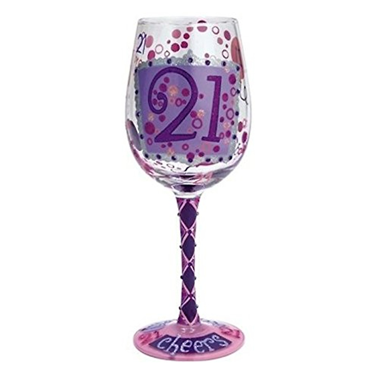 Enesco 21st Birthday Wine Glass, 1 Count (Pack of 1), Multicolor