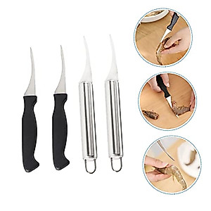 BESTonZON 4pcs Shrimp Thread Cutter Stainless Steel Scissors Household Cleaner Crab Tools Seafood Tools Shrimp Cleaning Tool Lobster Fork Picks Shrimp Line Cleaning Cutter Shrimp Line Peeler