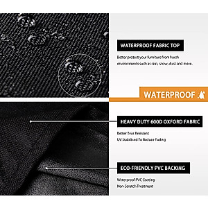 Dokon Patio Umbrella Covers Waterproof Outdoor Market Umbrella Cover Heavy Duty 600D Oxford Fabric Anti-Fading UV Resistant Umbrella Parasol Cover for 9ft to 12ft Market Umbrella - Black