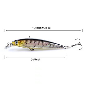 8pcs Fishing Minnow Lures and Crank Baits , as Sinking Jerkbait Lures or Diving fishing Lures and Hard Lures, Fishing Plugs and Hard Swimbaits or Topwater Baits for Salmon Redfish Trout BassWalleye-29