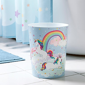 Allure Home Creation Unicorn & Rainbow Plastic Wastebasket Compact Size 1.56 Gallons