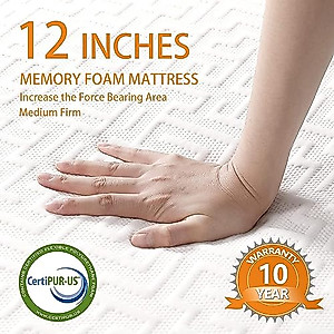 12 inch Queen Mattress, Motion Isolating Mattress in a Box, Medium Firm, CertiPUR-US Certified, 5 Layer Memory Foam System Supportive & Pain Relief-365 Nights Trail