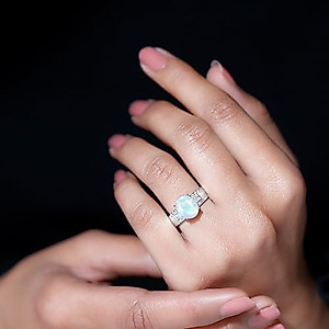 Natural Certified Opal 8X10mm Oval Engagement Ring, AAA Quality, Ethiopian Opal Diamond Solitaire Ring - With Jewelry Box, 14K White Gold, Size:US 7.00