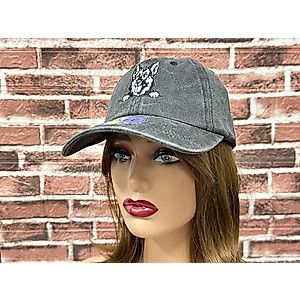 ZKFE Dog Lover Gifts, Embroidered German Shepherd Hat for Men Women, Washed Black Baseball Cap, Cotton Adjustable Dad Hat