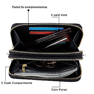 HAWEE Wristlet Clutch Wallet for Women Shoulder Bag with Chain Strap Cell Phone Purse, Black