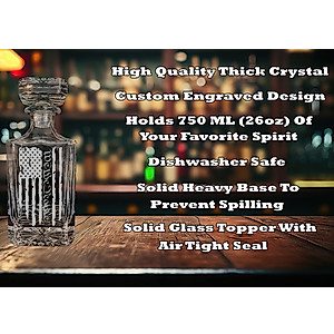 We The People Constitution American Flag USA Patriotic Whiskey Decanter Airtight Glass Stopper Custom Gift For Men Dad Veteran Father's Day