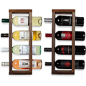 Rustic State Sonoma Wall Mounted Wood Vertical Wine Rack Holder Storage Shelf Organizer for 4 Bottles - Home, Kitchen, Dining Room Bar Décor - Walnut