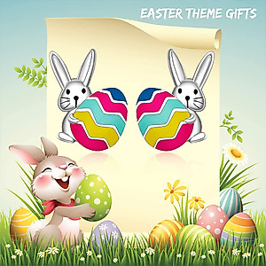 Rabbit Earrings Bunny Earrings for Women Egg Easter Bunny Sterling Silver Stud Fun Animal Easter Jewelry