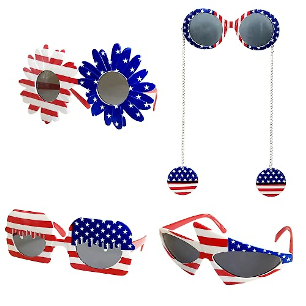 TD.IVES12 Pack American Flag Glasses USA Patriotic Party Sunglasses Masks Cool Shaped Plastic Eyewear for Party Props