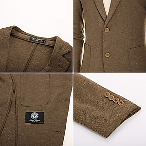 PJ PAUL JONES Casual Blazer Jackets for Men Two Button Lightweight Knit Sport Coat Men Brown L