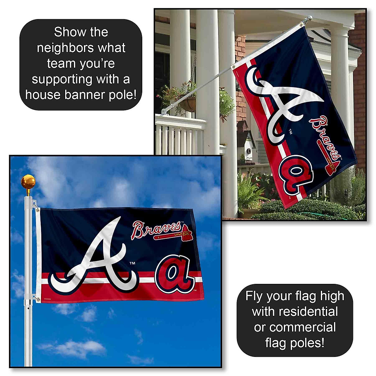 WinCraft Atlanta Braves Logo Insignia 3x5 Foot Grommet Banner Flag
