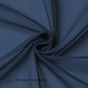 Aiyufeng Sheer Navy Blue Curtains 84 inch Length 2 Panels Set, Airy Soft-Touching Rod Pocket Voile Drapes for Living Room/Bedroom, Each 40W x 84L