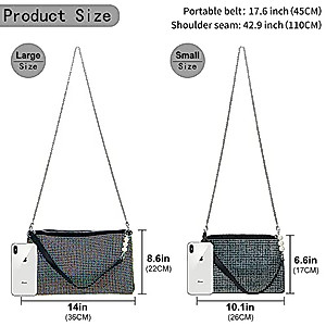 WEIMZC Crystals Rhinestone Purse Women Glitter Sparkly Clutch Evening Bags Bling Handbag Hobo Bag for Prom Cocktail Party Wedding(large size-Colorful)