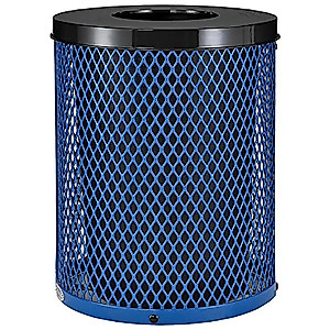 Global Industrial Thermoplastic Coated Mesh Receptacle w/Flat Lid, 36 Gallon, Blue