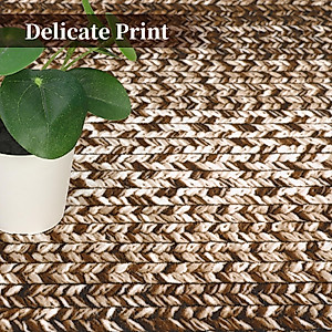 LUXLOOM Washable Rug 8x10 Area Rugs for Living Room Modern Bedroom Rug Brown Rug Imitation Braided Large Area Rug Non Slip Throw Rugs Stain Resistant Carpet for Nursery Dining Room 8'x10' Dark Brown