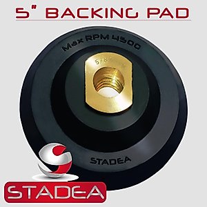 Stadea 5" Rubber Backer Pad/Rubber Backing Pad with Hook and Loop Backing Arbor 5/8" 11