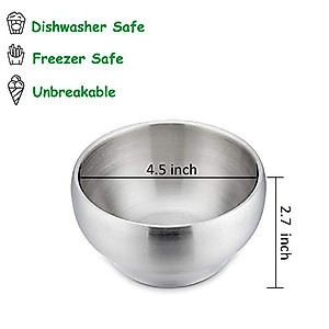 E-far Bowls for Kids Toddlers, 12 Ounce Double-deck 18/10 Stainless Steel Bowls for Baby Children, Healthy & Matte Finish, Insulated & Shatterproof - Set of 4