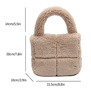 Fluffy Tote Bag Faux Fur Purse for Women Soft Fuzzy Tote Purse Girls Plush Hobo Handbag Fleece Purse for Fall Winter