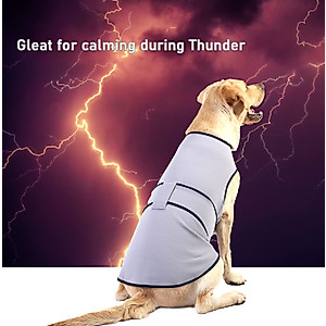Sychien Dog Anxiety Dog Jacket,Dog Thunder Calming Shirt Wrap Vest for Large Dogs,Travel, Fireworks, Separation, Bluish Grey L