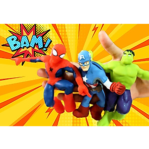 JA-RU Marvel Avengers Stretchy Toys Heroes Squish & Pull Toys (3 Units Assorted) Hulk Captain America & Spiderman Calming Fidget Toy, Stress Toys for Kids & Boys Toys DEF-6900-3