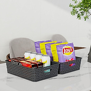 Sadstory 18 Packs A4 Size Plastic Woven Basket Tray, Black Plastic Paper Storage Trays