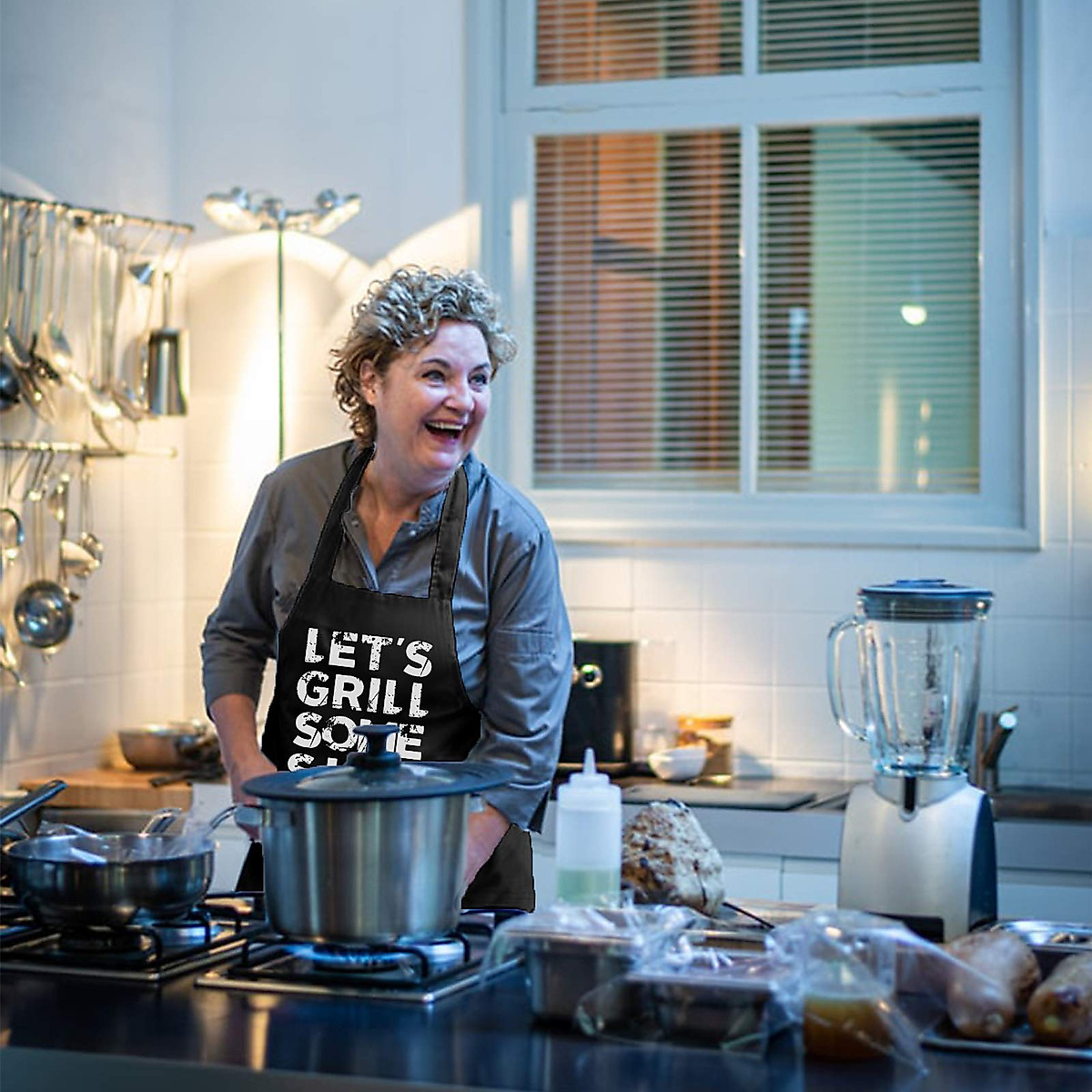 ZOORON Funny BBQ Aprons for Men, Dad Gifts, Gifts for Men, Fathers Day, Birthday Gifts Aprons,Adjustable and Waterproof