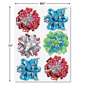 Current Gift Bow Happy Birthday Stickers - Two Sheets of 8-1/2" x 11", 3-5/8" Stickers, 12 Bow Stickers