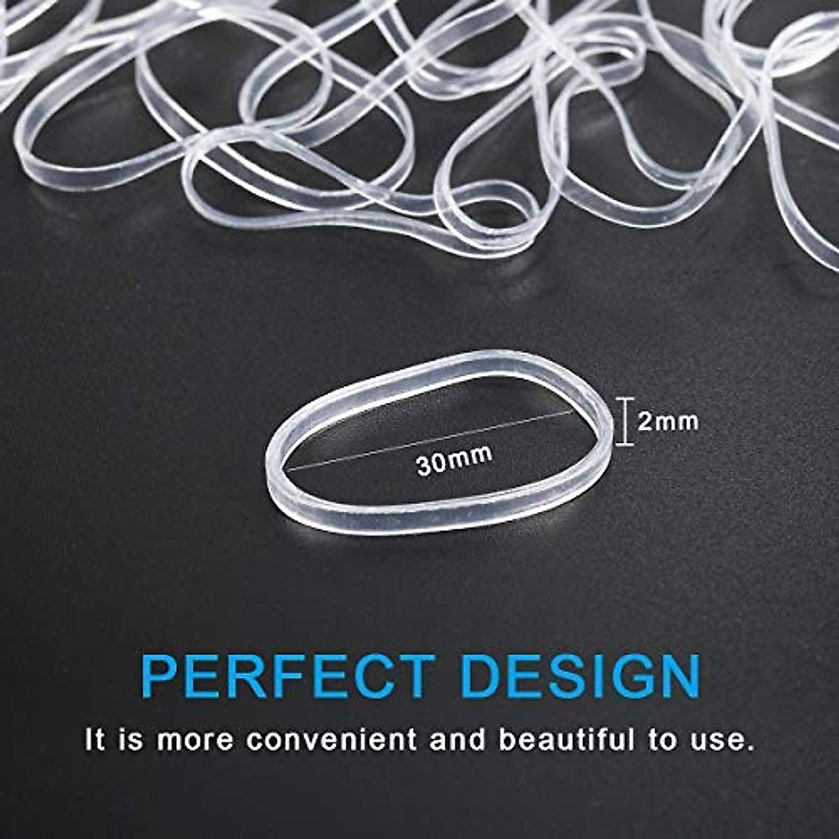 AHIER 2000PCS Clear Elastic Hair Bands, 2mm in Width and 30mm in Length Hair Ties, Disposable Hair Holders, Ideal for Long or Short Hair, Daily Hairdos, Unisex, All Ages, 2E+3 Count