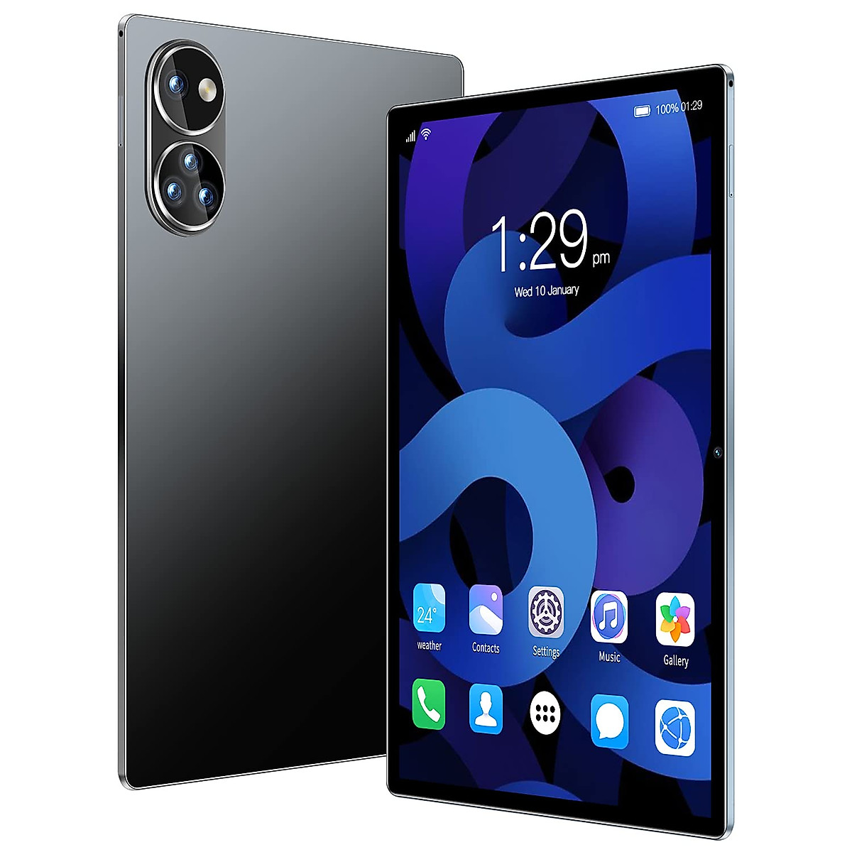 10.1 inch P10 Tablet, 4+32G Full Screen Tablets with Dual SIM Card Slots, Android 8, 1280x800 HD, WiFi, Bluetooth, GPS, 2MP/5MP Camera (Black)